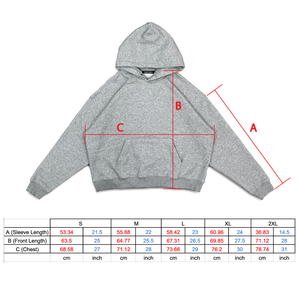 V2 Boxy Hoodie Size Chart Haven Court